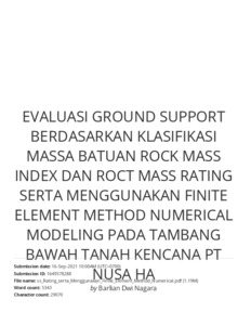 EVALUASI GROUND SUPPORT BERDASARKAN KLASIFIKASI MASSA BATUAN ROCK MASS INDEX DAN ROCK MASS ...